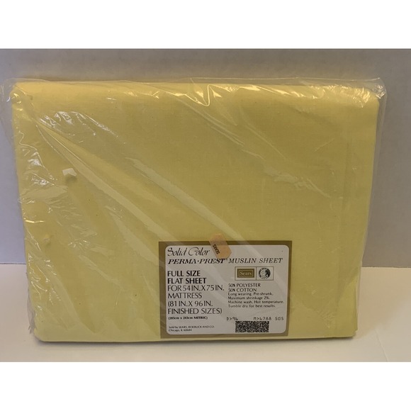 Sears | Bedding | Vintage Sears Yellow Muslin Permaprest Full Flat ...